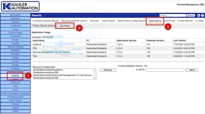 Terminal Management TMX applications report